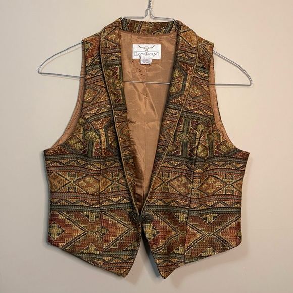 Jackets & Coats | Vintage Longhorn By Niver Western Wear Tapestry Vest ...